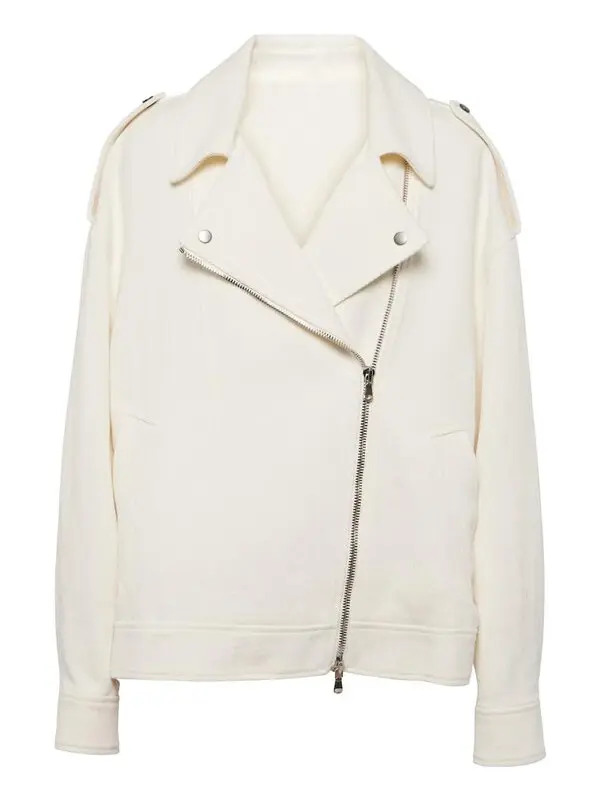 Brunello Cucinelli Cotton And Linen Biker Jacket - White