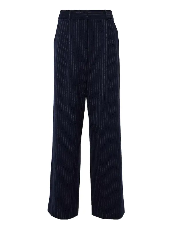 Veronica Beard Heyser Pinstripe Wide-leg Pants - Blue