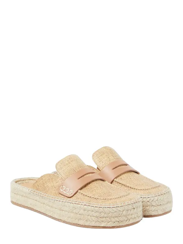 JW Anderson Leather-trimmed Mules - Beige