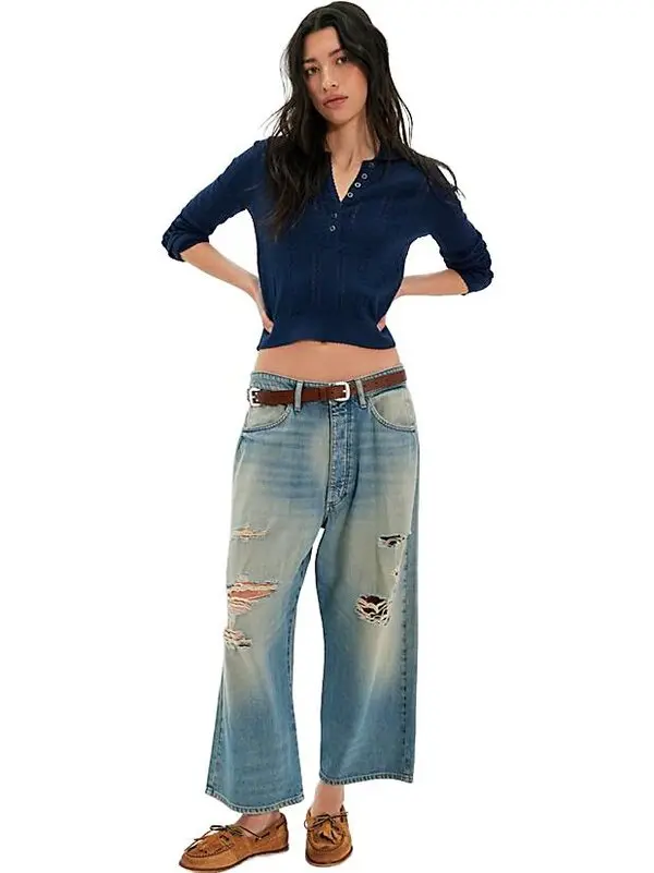LEEM Button-fly Ankle Jeans - Western Blues
