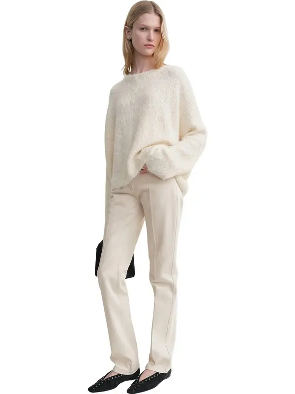 TOTEME Boxy Silk Knit Sweater - Creme