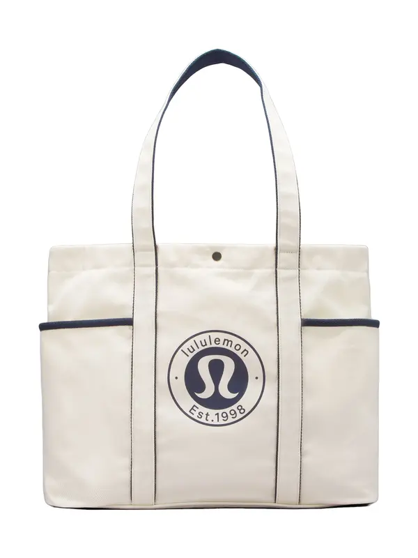 Lululemon Daily Multi-pocket Canvas Tote Bag 20l - Natural/true Navy