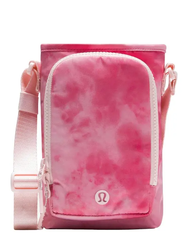 Lululemon Water Bottle Crossbody With Front Pocket - Smoothie Print Strawberry Multi/pink Pearl