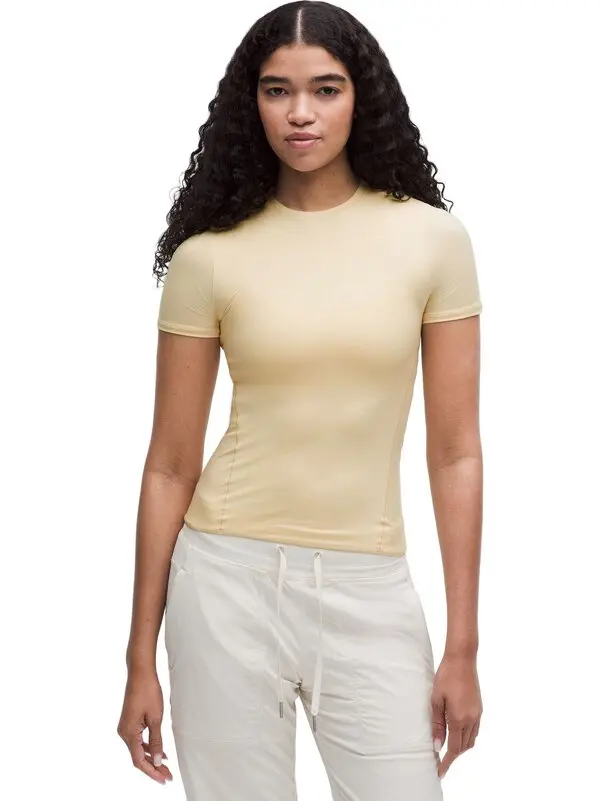 Lululemon Wundermost Ultra-soft Nulu Hip-length Crewneck Shirt - Butter Cream