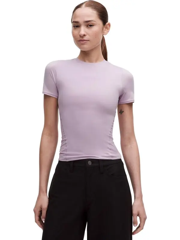 Lululemon Wundermost Ultra-soft Nulu Hip-length Crewneck Shirt - Lilac Play