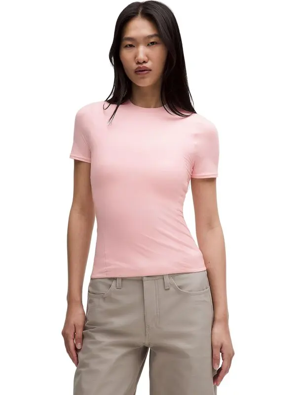 Lululemon Wundermost Ultra-soft Nulu Hip-length Crewneck Shirt - Pink Pearl
