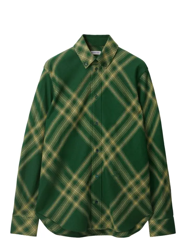 Burberry Check-pattern Wool Shirt - Green