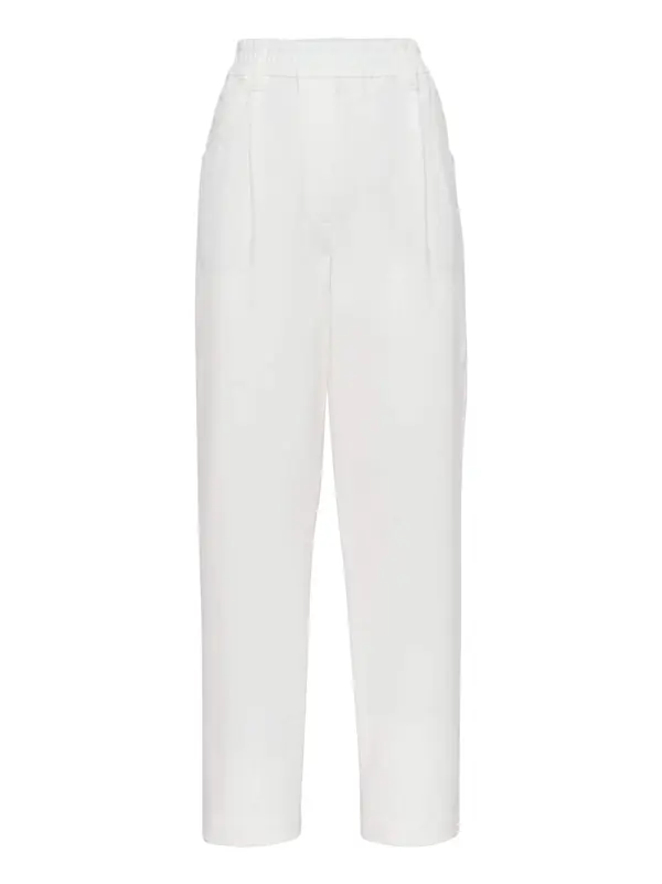 Brunello Cucinelli Tapered Cropped Trousers - White