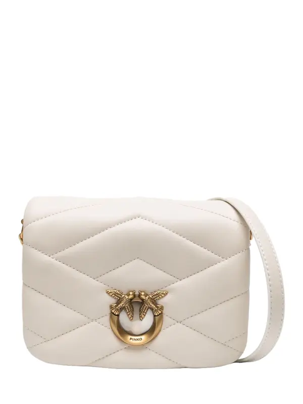 Pinko Love Click Quilted Shoulder Bag - White