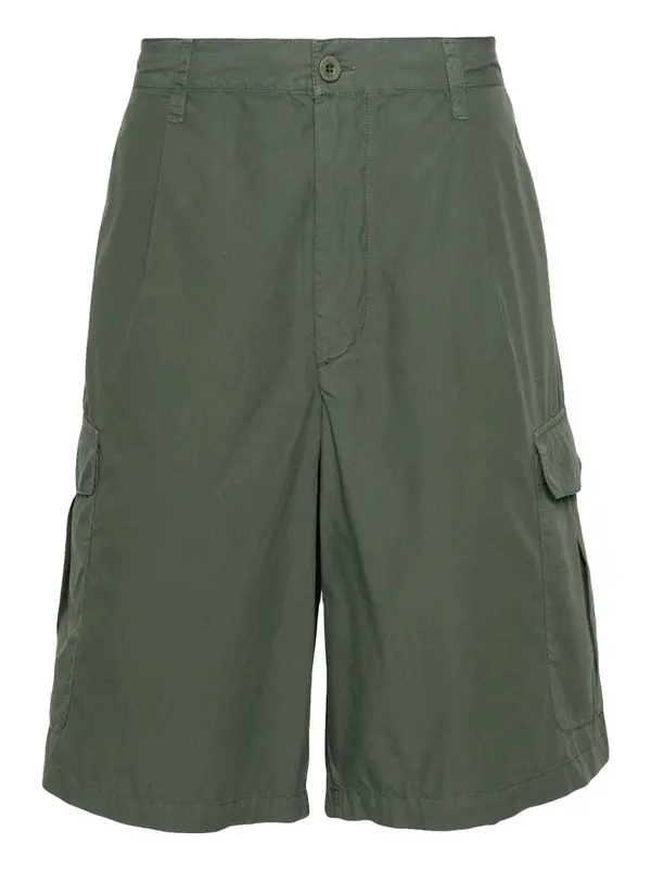 Emporio Armani Pleat-detail Cotton Cargo Shorts - Green