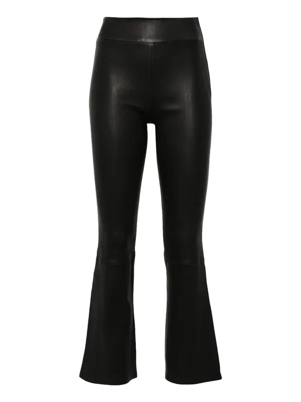 ARMA Flared Cropped Leather Trousers - Black