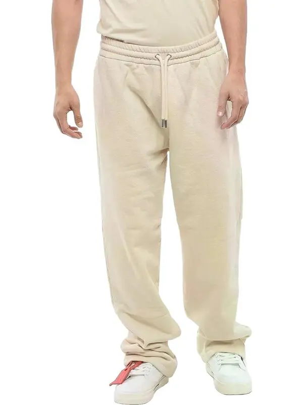 Off-White Drawstring Cotton Track Pants - Neutrals