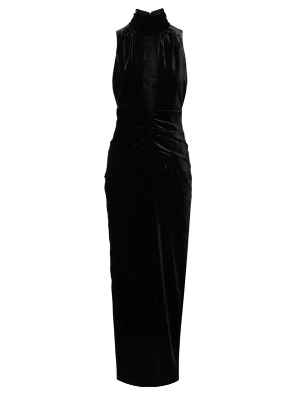 Alessandra Rich Ruched Velvet Gown - Black