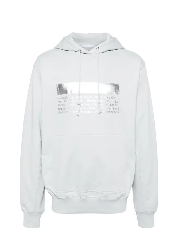 Helmut Lang Logo-print Cotton Hoodie - Blue