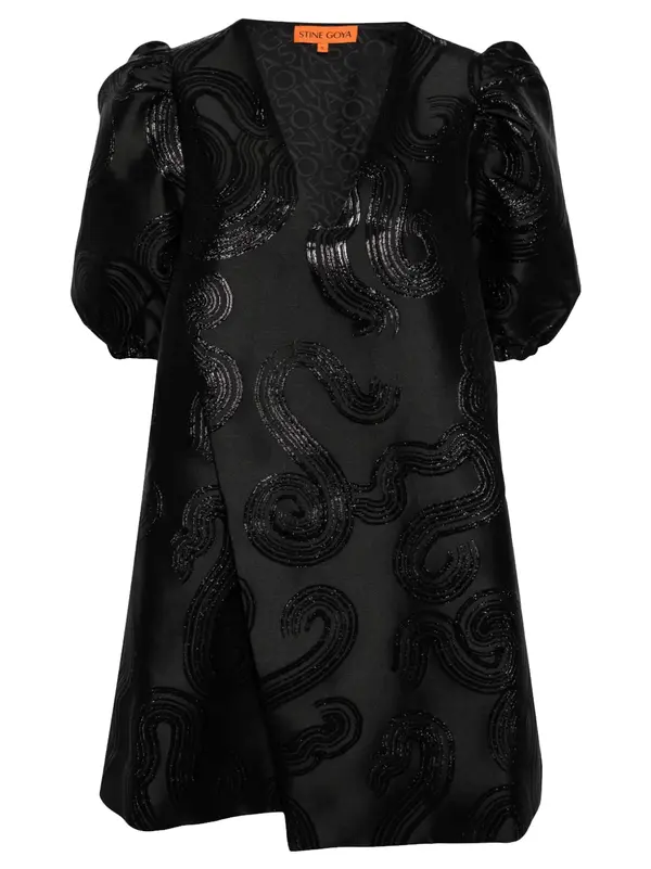 Stine Goya Brethel Swirl-jacquard Minidress - Black