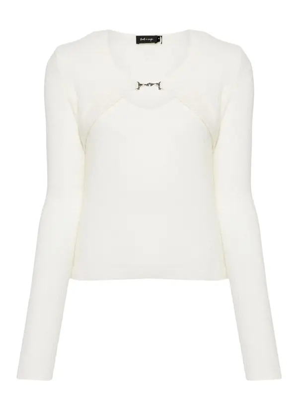 TOUT A COUP Layered Buckle-detail Jumper - White