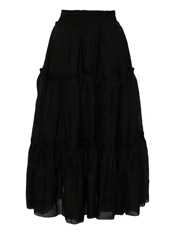 TOUT A COUP High-waist Tiered Skirt - Black