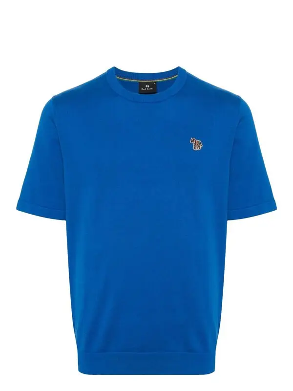 Paul Smith Zebra-patch Organic Cotton T-shirt - Blue