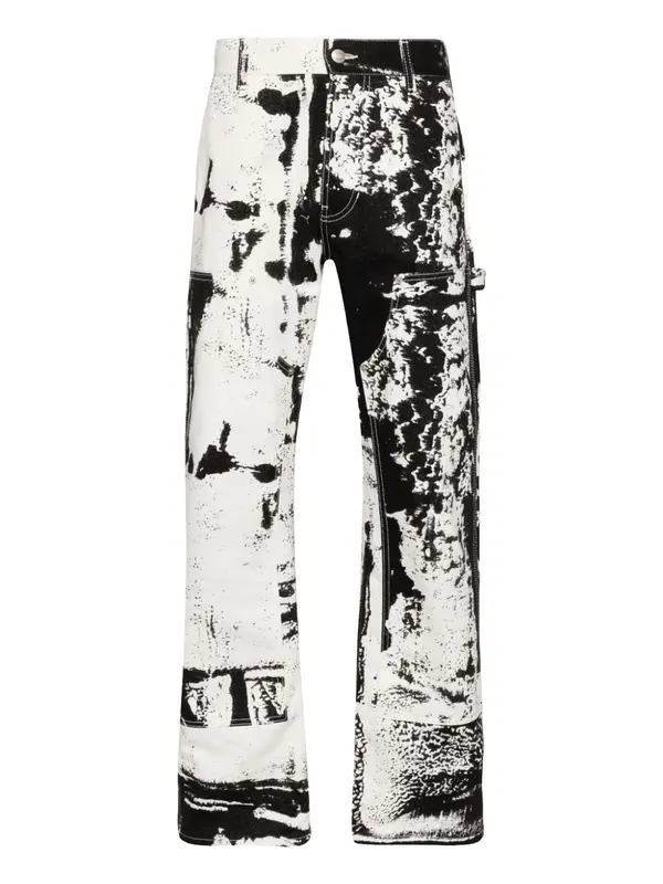 Alexander McQueen Fold-print Cropped Jeans - White