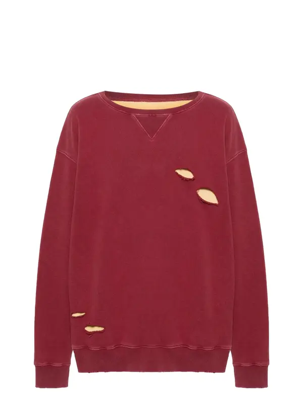 MAISON MARGIELA Distressed Layered Cotton Sweatshirt - Red