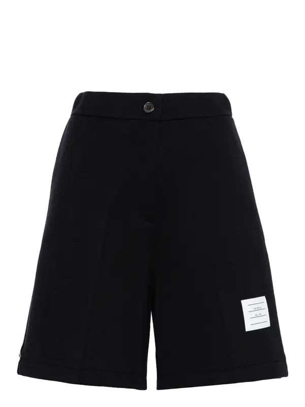 Thom Browne Name-tag Ribbed Knit Shorts - Blue