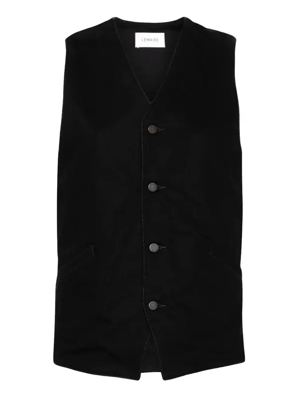 LEMAIRE Cotton-denim Waistcoat - Black