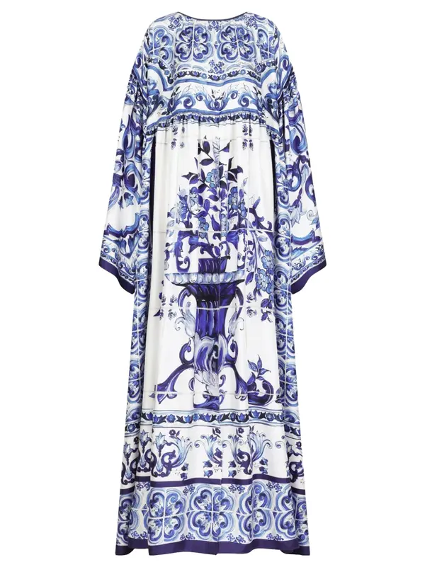 Dolce & Gabbana Majolica-print Silk Dress - Blue