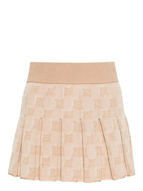 MISBHV Monogram-jacquard Pleated Mini Skirt - Neutrals
