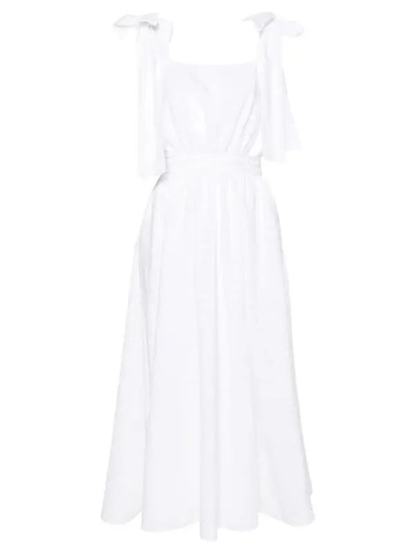 MSGM Bow-detailed Midi Dress - White