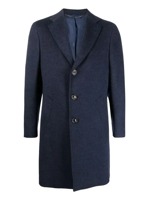 Canali Single-breasted Wool-blend Pea Coat - Blue