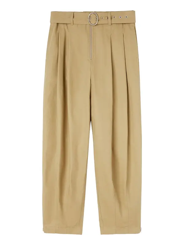 JIL SANDER Belted Wide-leg Trousers - Neutrals