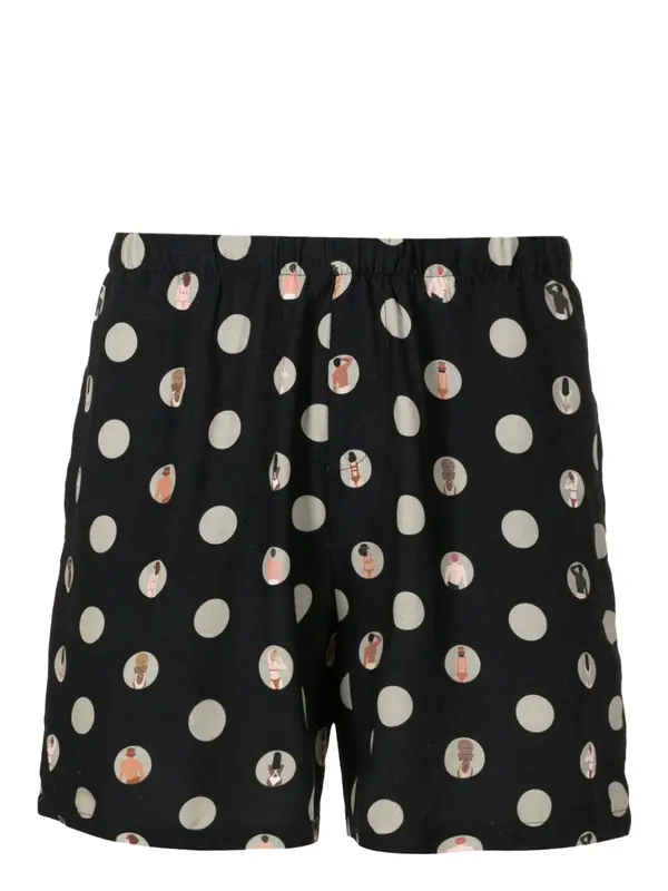 AMIR SLAMA Graphic-print Deck Shorts - Black