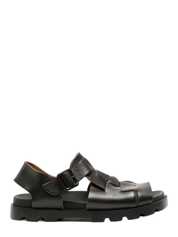 Camper Brutus Interwoven Leather Sandals - Black