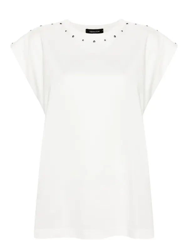 Fabiana Filippi Studded Cap-sleeve Top - White