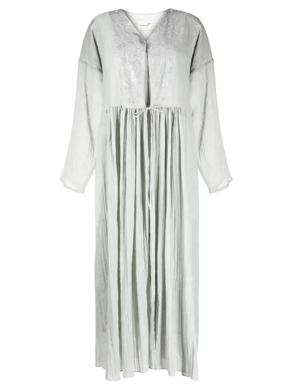 BAMBAH Embroidered Pleated Kaftan Dress - Grey