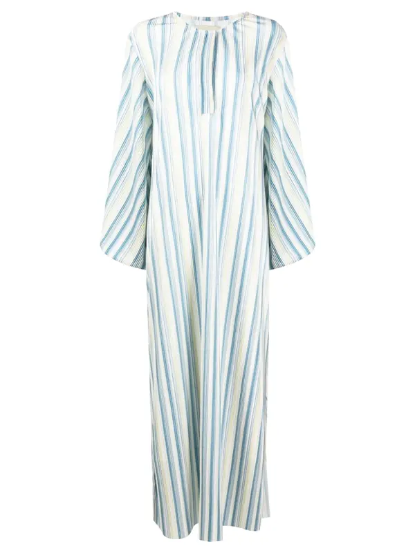 BAMBAH Striped Plissé Kaftan Dress - Blue