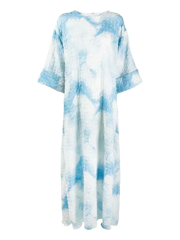 BAMBAH Cloud-print Jacquard Kaftan Dress - Blue