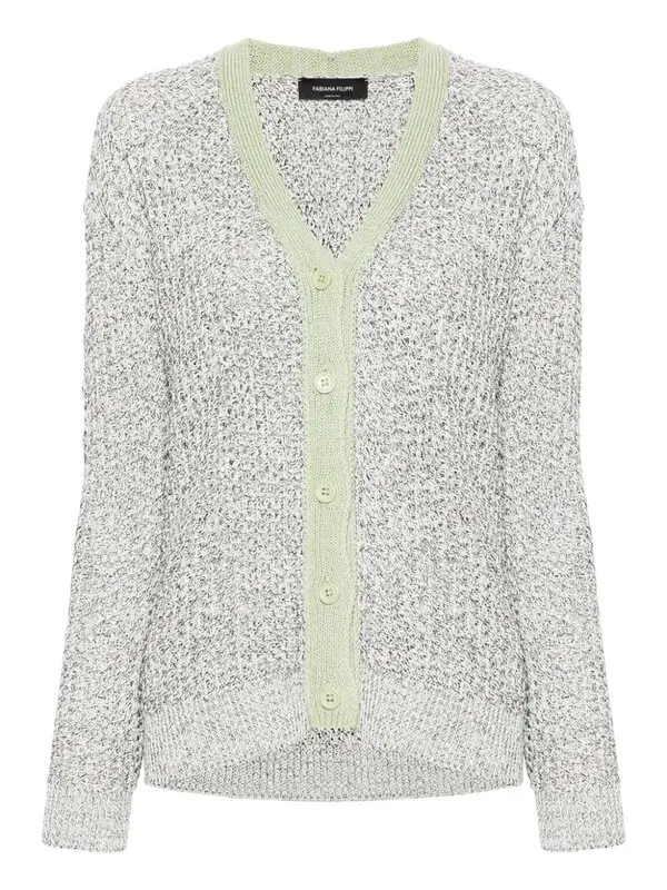 Fabiana Filippi Contrasting-trim Open-knit Cardigan - White