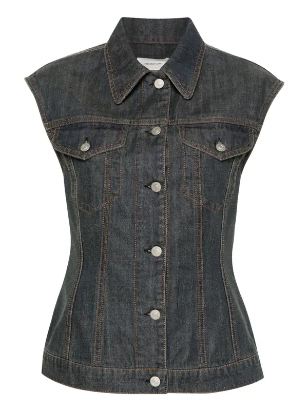 Fabiana Filippi Button-up Denim Gilet - Grey