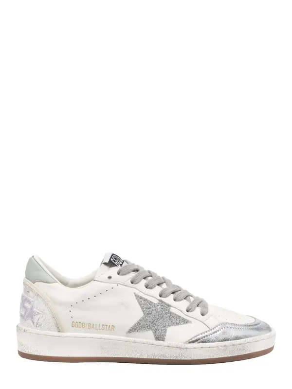 GOLDEN GOOSE Ball Star Glittered Leather Sneakers - White