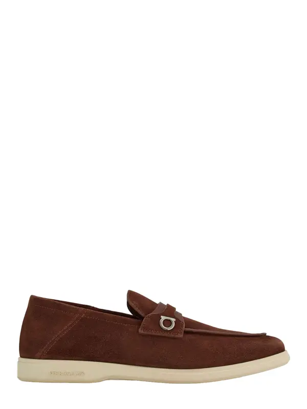 FERRAGAMO Gancini-plaque Loafers - Brown