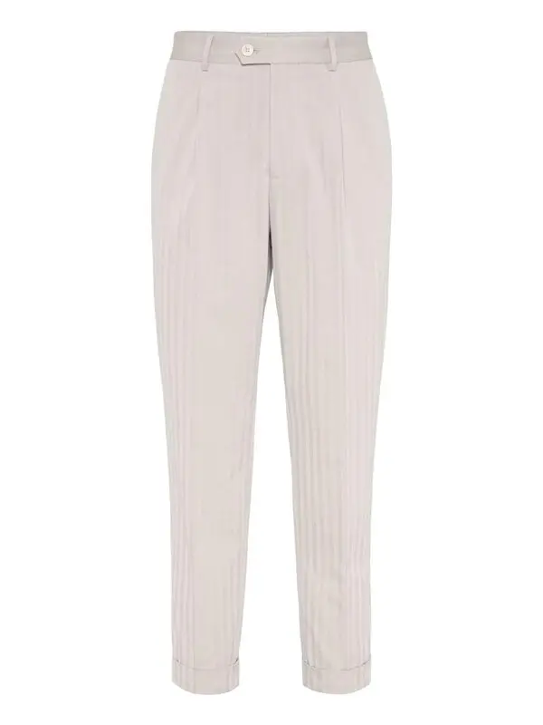 Brunello Cucinelli Striped Tailored Trousers - Neutrals