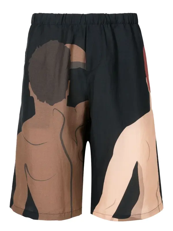 AMIR SLAMA Graphic-print Deck Shorts - Black