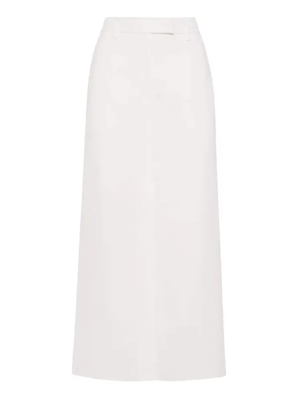 Brunello Cucinelli High-waisted Maxi Skirt With Front Slit - Neutrals