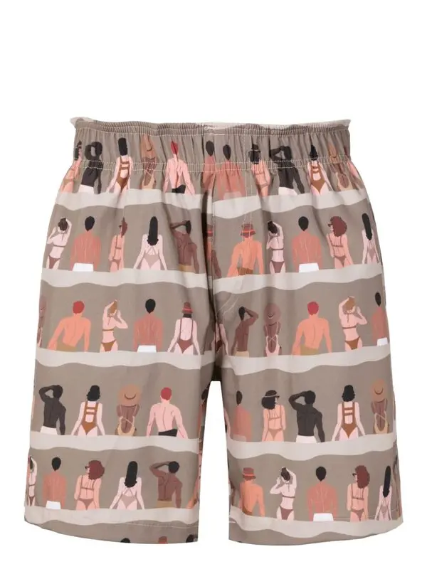 AMIR SLAMA Graphic-print Shorts - Brown