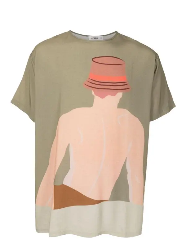 AMIR SLAMA Graphic-print Short-sleeved T-shirt - Green