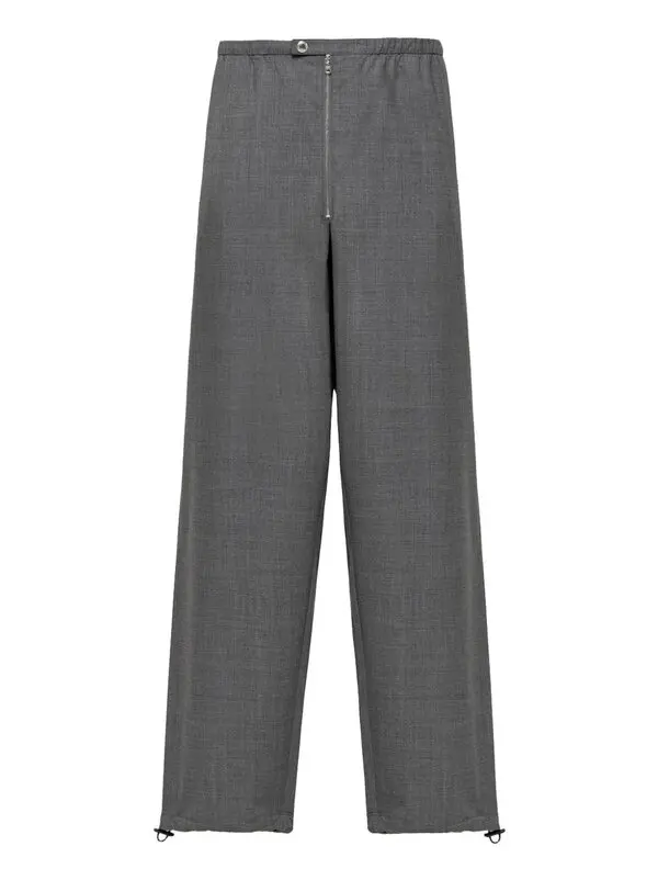 Prada Virgin Wool Tailored Trousers - Grey