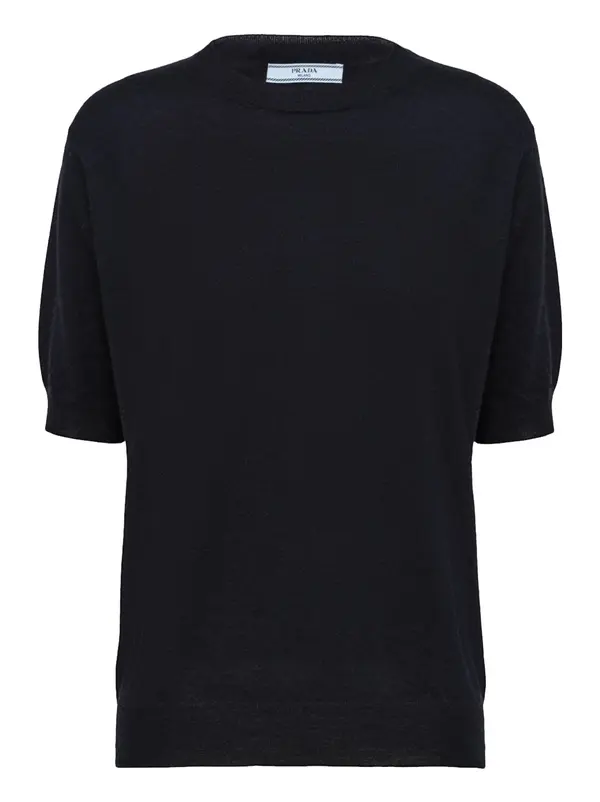 Prada Triangle-logo Cashmere Top - Blue