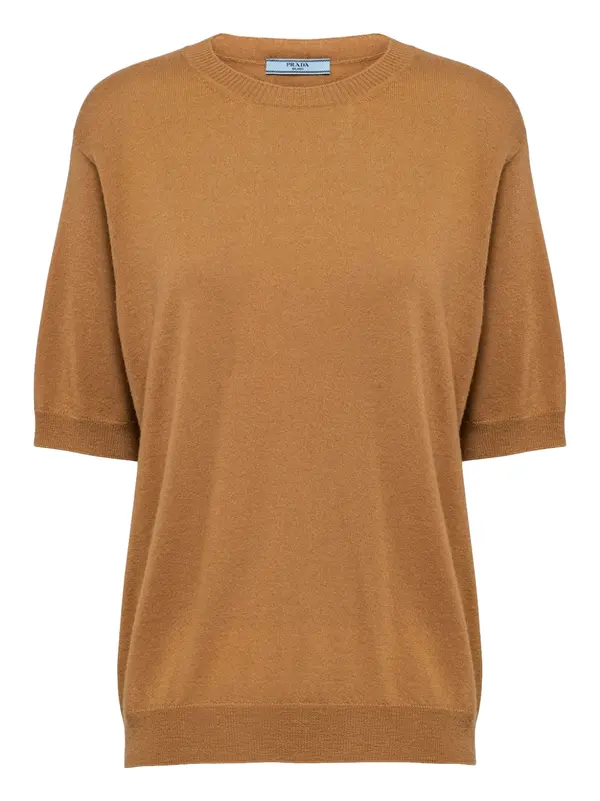 Prada Triangle-logo Cashmere Top - Brown