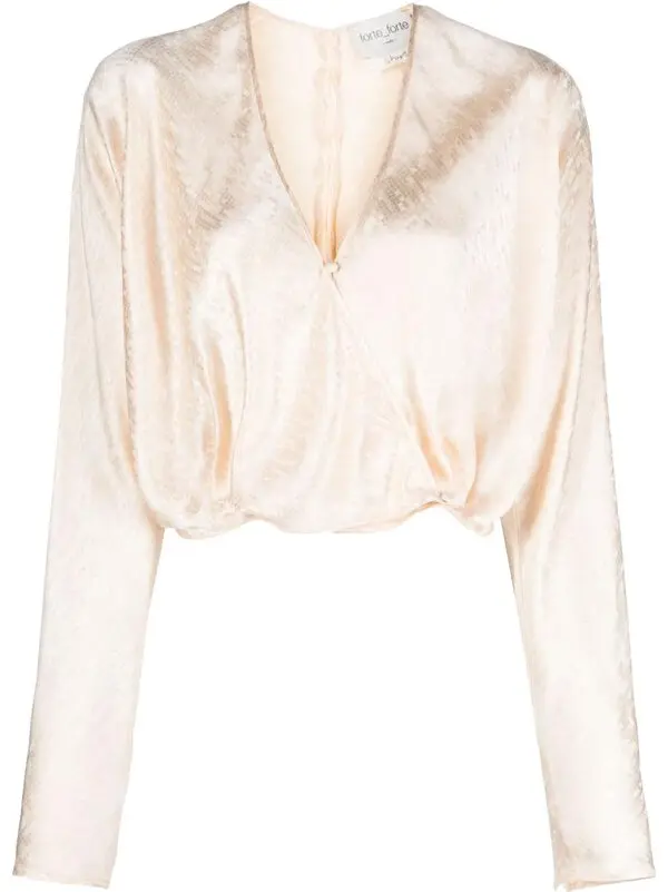 FORTE_FORTE Cropped Satin Blouse - Neutrals
